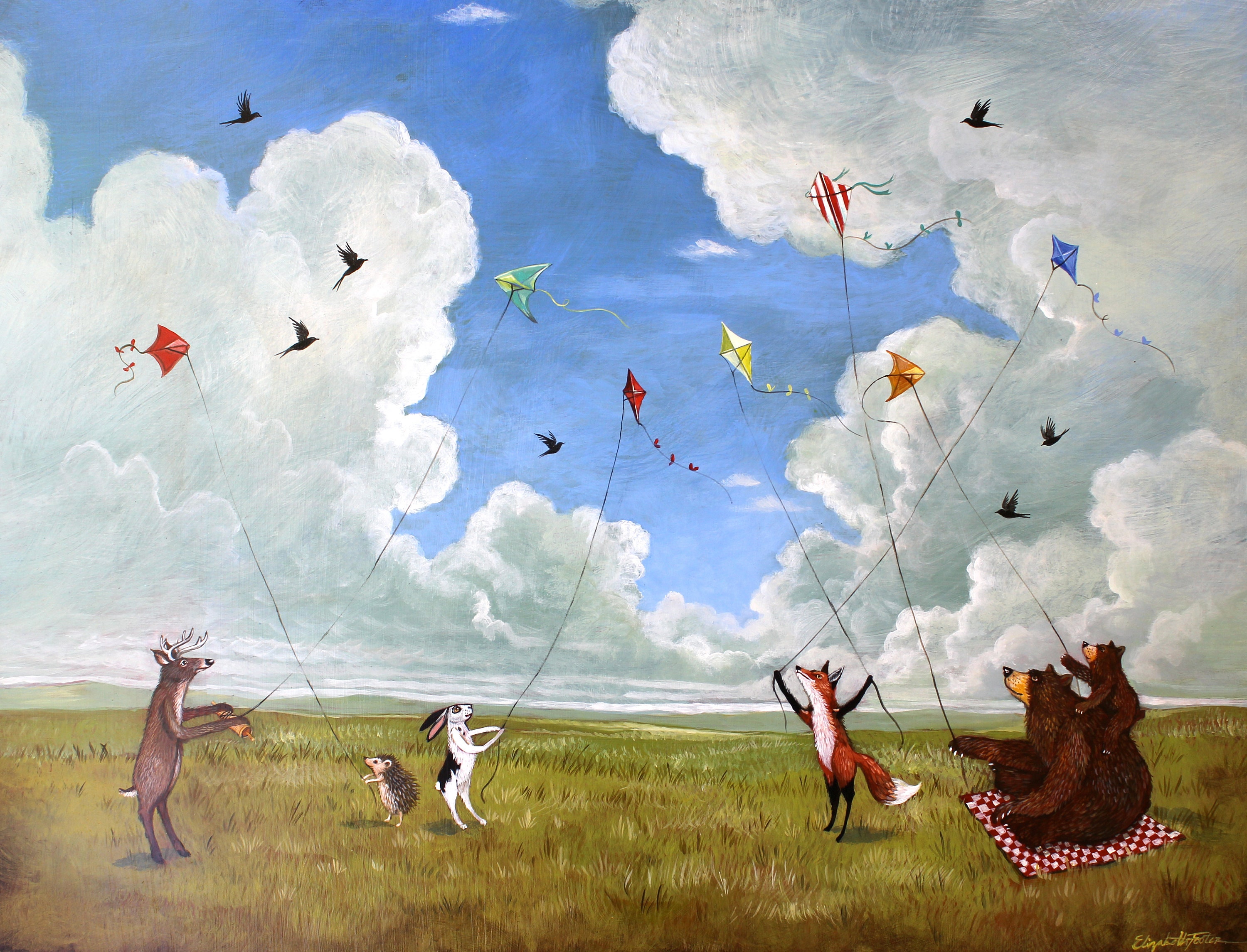 The Kite Party Elizabeth Foster Artist Print | Etsy