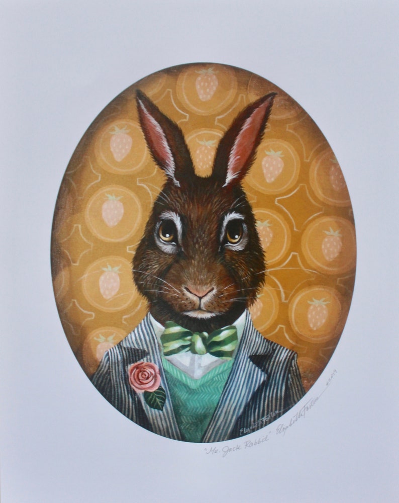 Rabbit Portrait Print by Elizabeth Foster 8x10 - Etsy