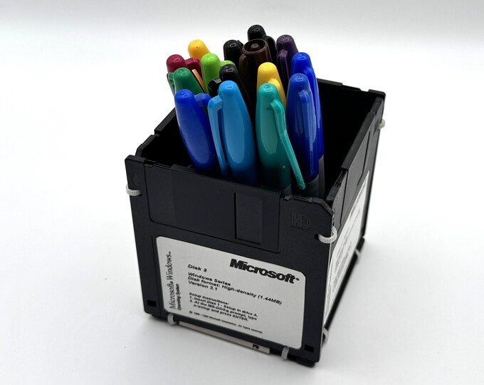 Vintage Floppy Disk Pen and Pencil Organizer (BLACK) - Etsy