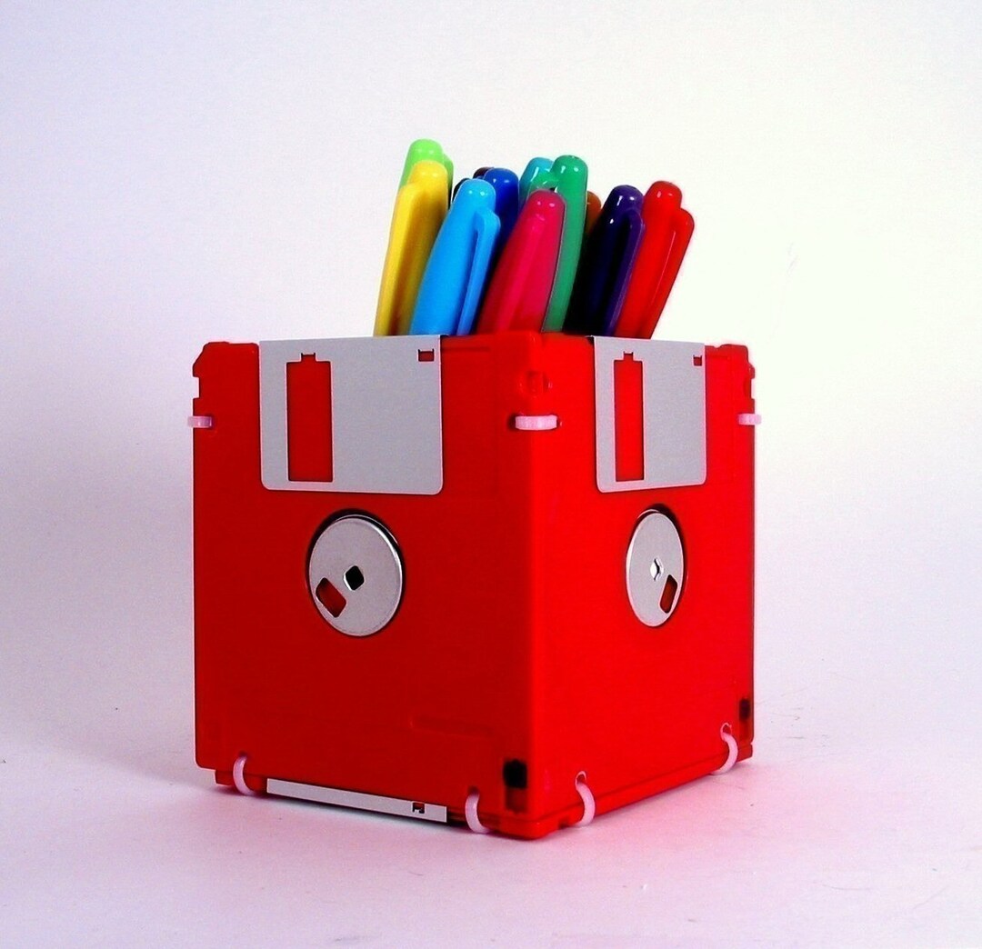 Floppy Disk Pen and Pencil Holder RED - Etsy