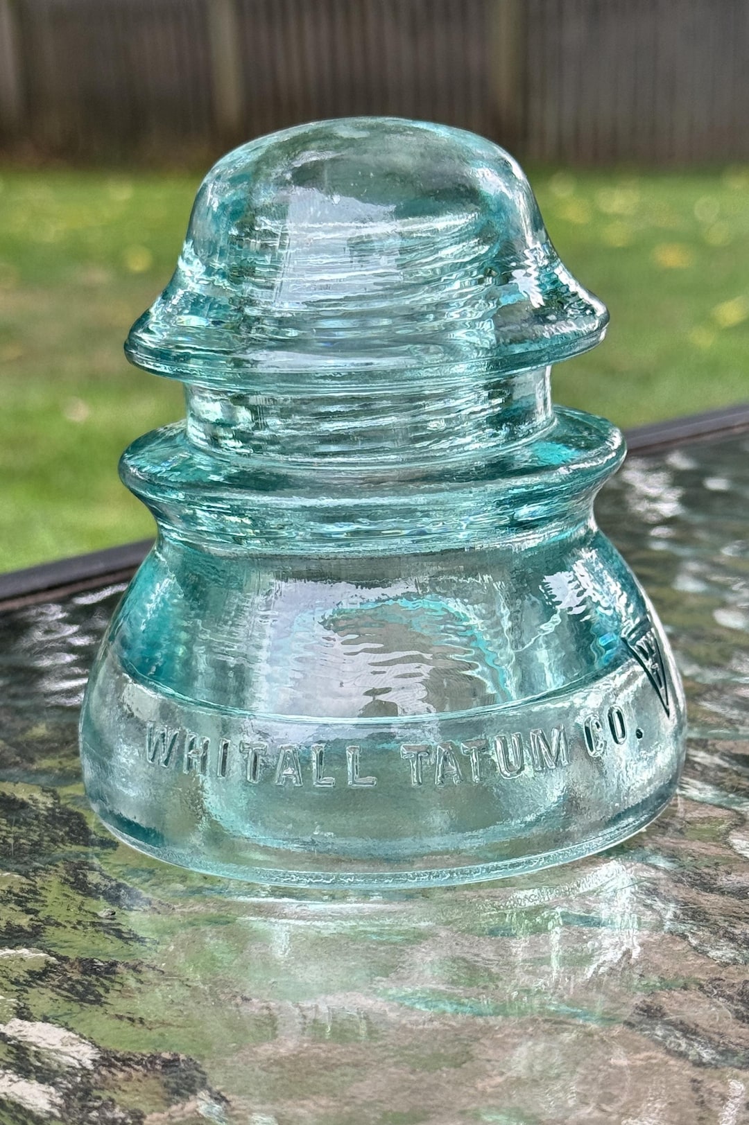 Rare Vintage Whitall Tatum Co. Glass Insulator No. 1 - Aqua Blue Green ...