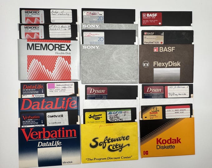 Vintage 5 1/4" Floppy Disk Collection - LOT of 12 ( Late 80's Brands ...