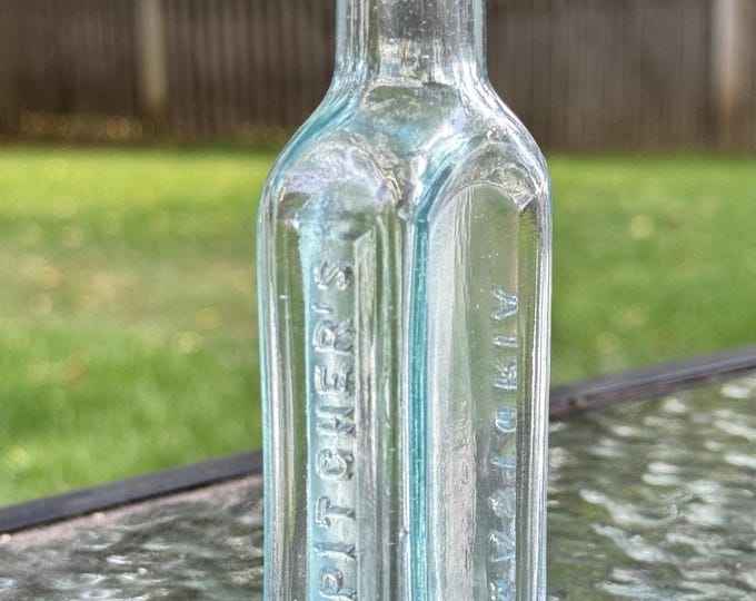 Antique Chas H. Fletcher's Castoria Bottle, Aqua Blue Glass ...