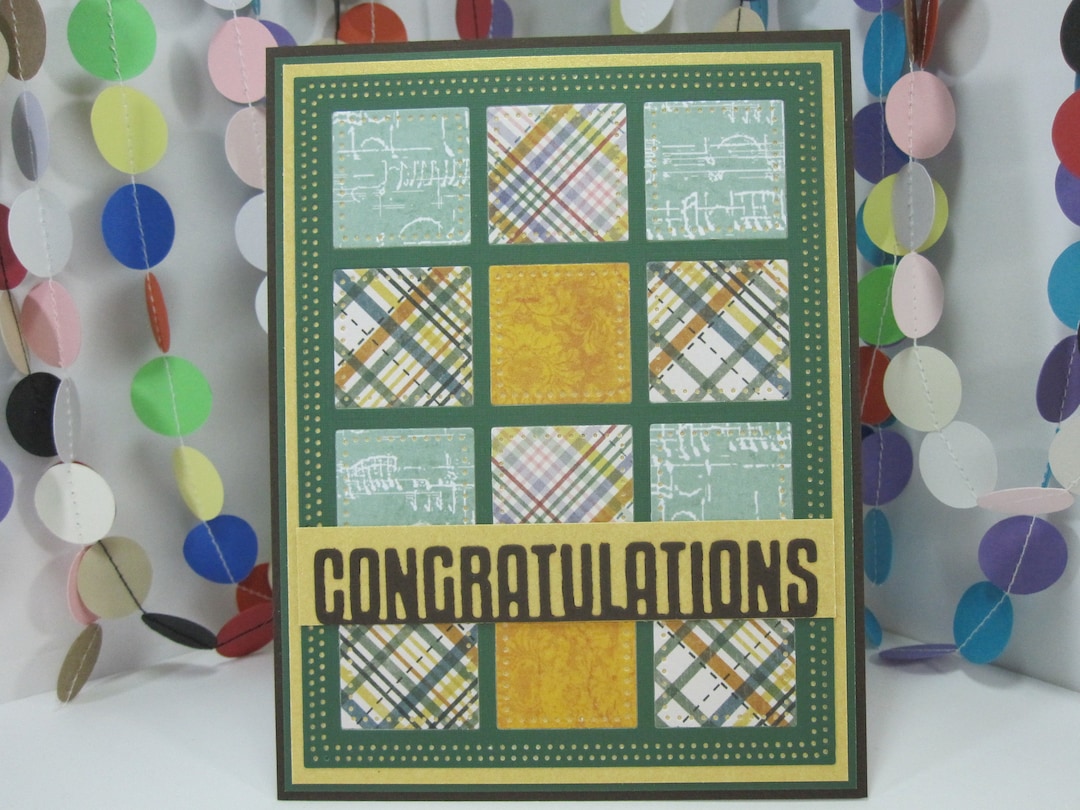 Congratulations Card Masculine Congratulations Green Gold Yellow ...