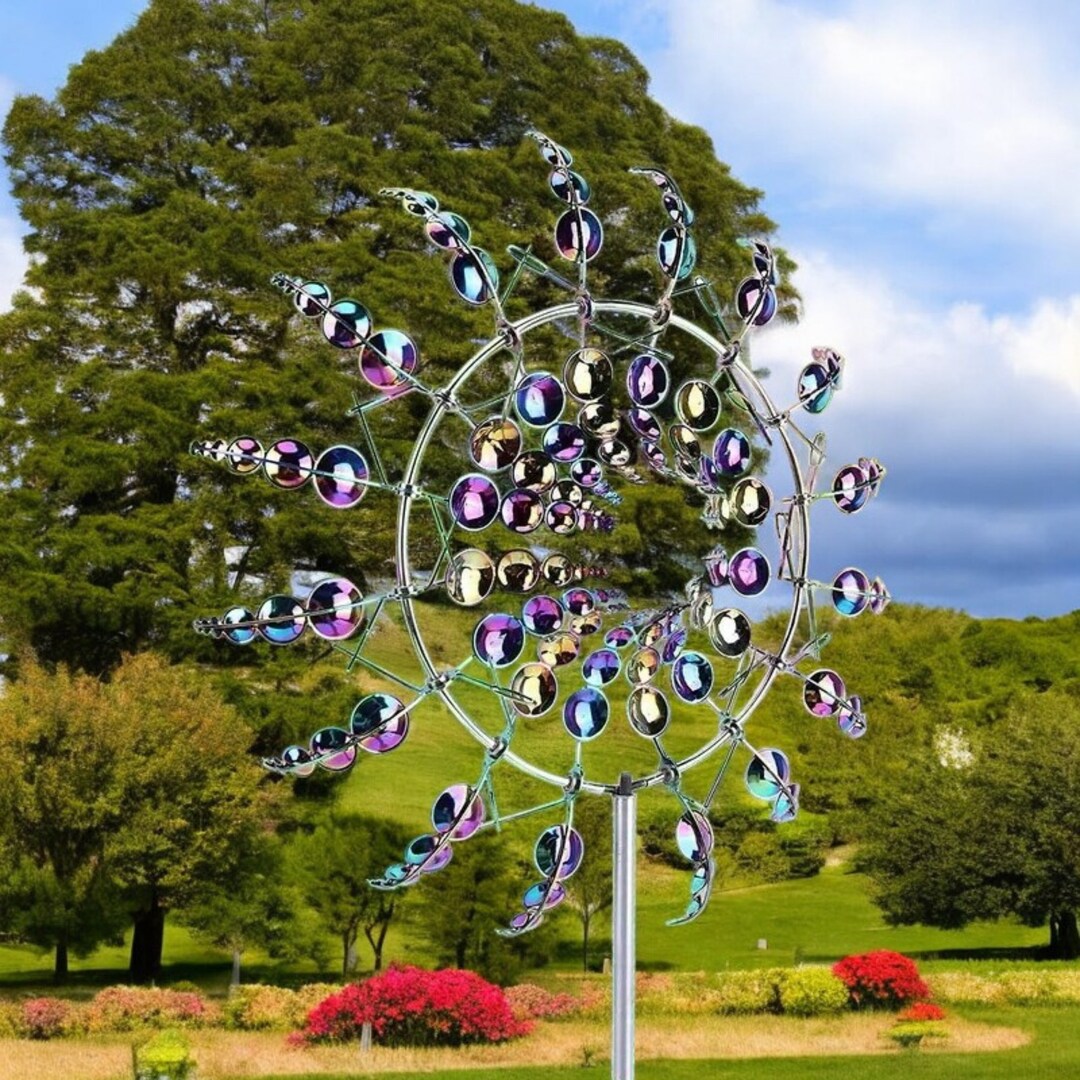 3D Metal Windmill Wind Kinetic Sculpture & Spinner Outdoor Garden Wind ...