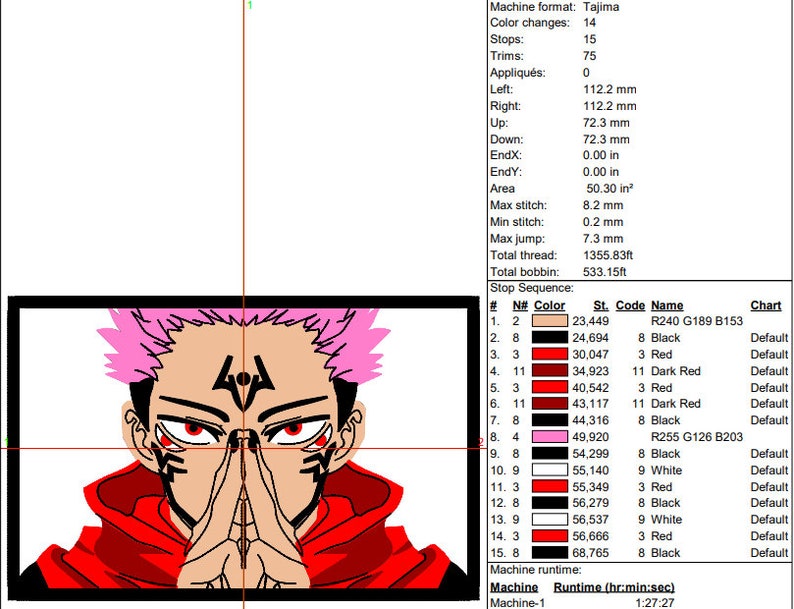 Custom Premium Anime Embroidery Designs, Anime Embroidery File, Luxury ...