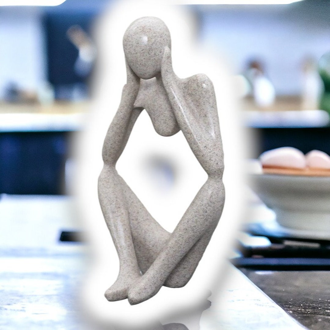 Abstract Thinker Statue, Thinking Man Statue for Desk, Sitting Body ...