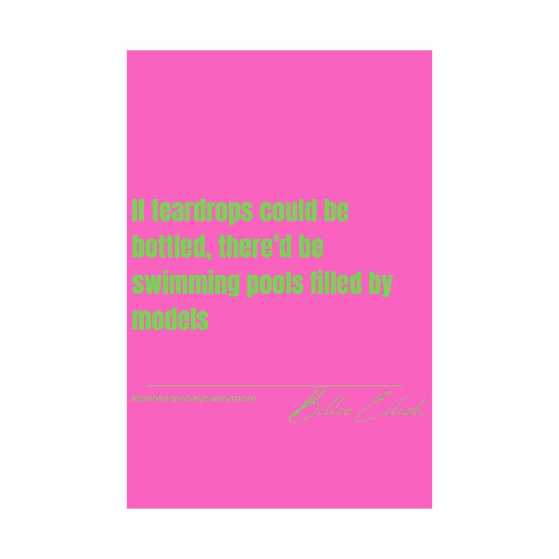 Billie Inspired Fan Art Posters, Customizable Music Lyric Poster, Wall ...