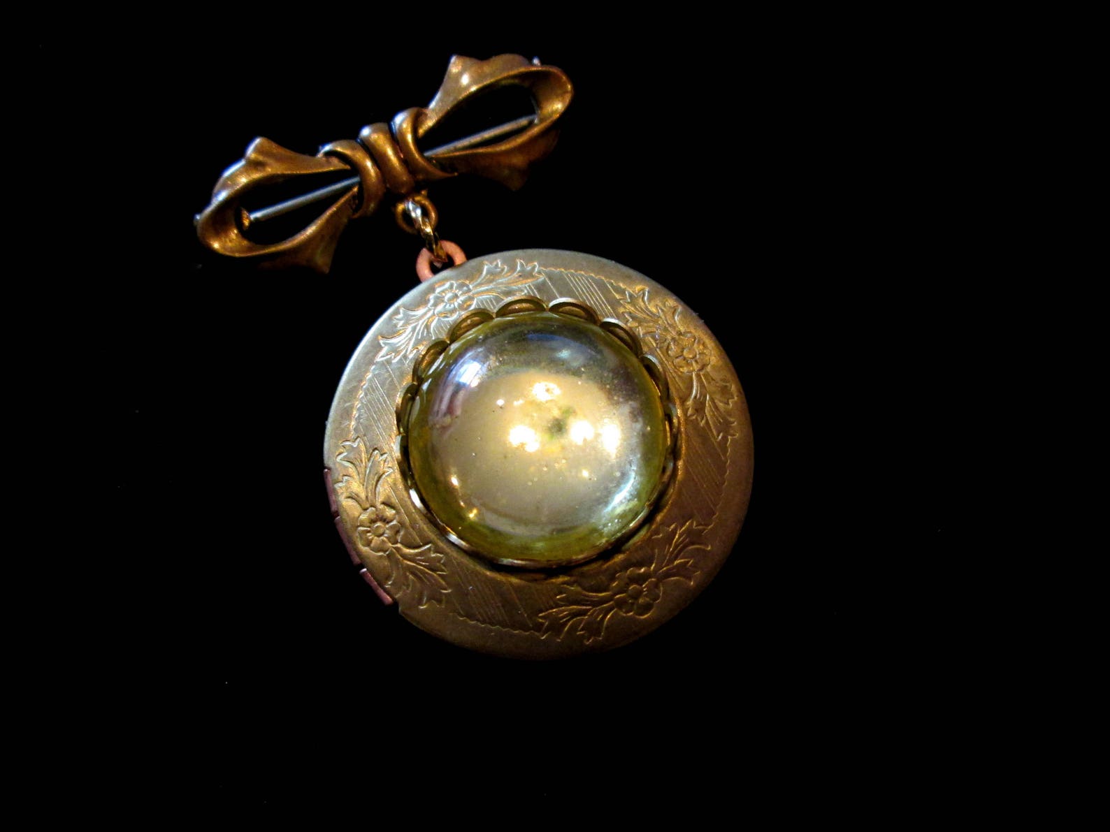 The Jonquil Daffodil, Vintage Locket Brooch, Double Locket, Yellow ...