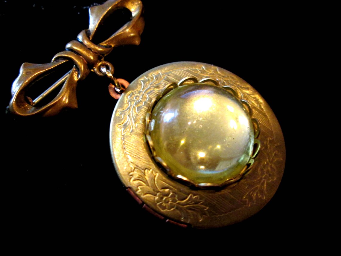 The Jonquil Daffodil, Vintage Locket Brooch, Double Locket, Yellow ...
