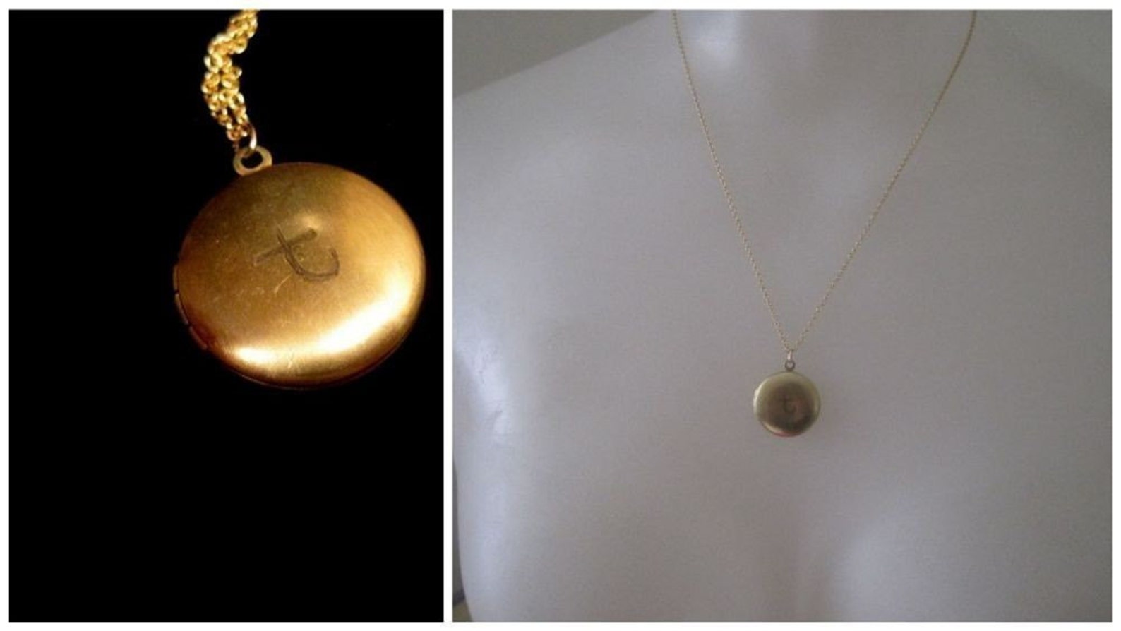 Engraved Initial Letter Basic Round Locket Necklace - Etsy