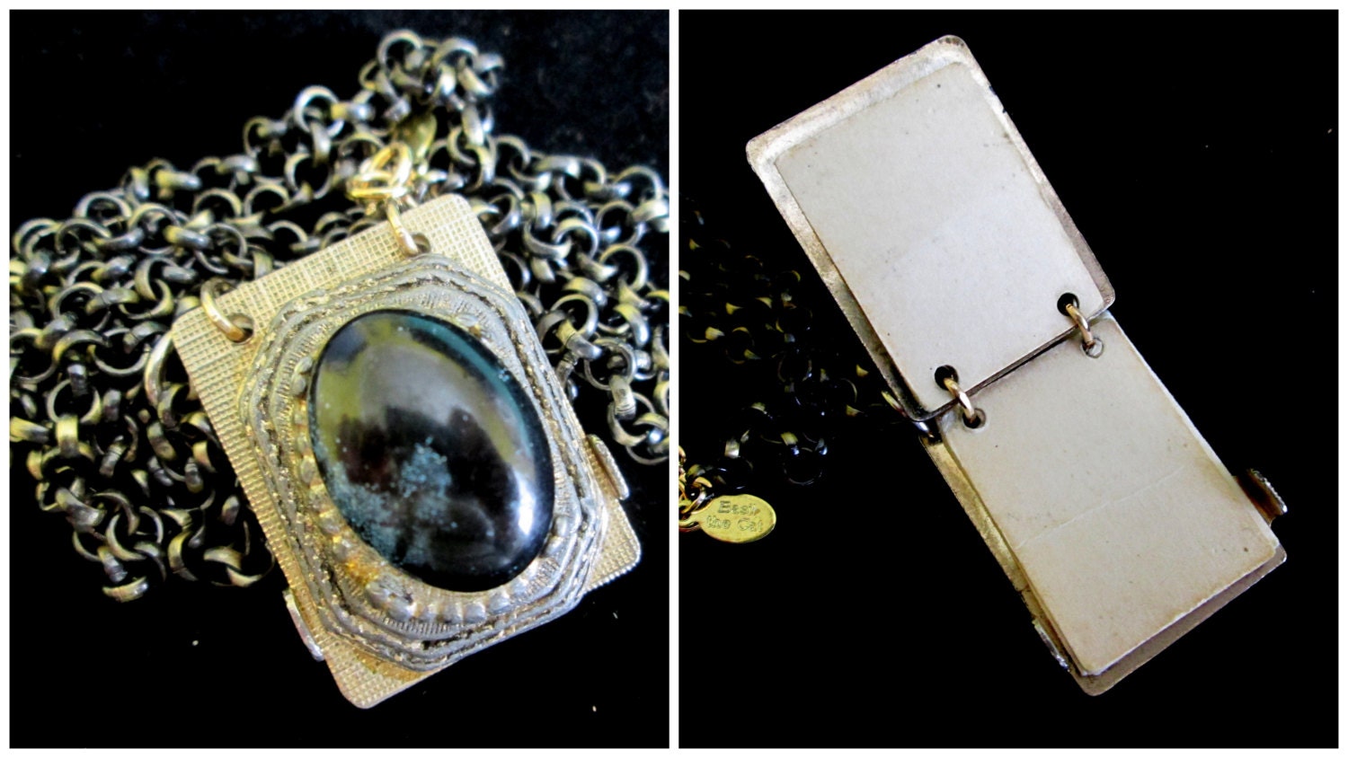 Vintage Folk Art Notebook Necklace, Pad of Paper, Locket, Notes, Love ...