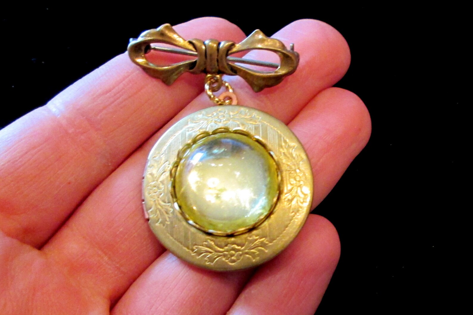 The Jonquil Daffodil, Vintage Locket Brooch, Double Locket, Yellow ...