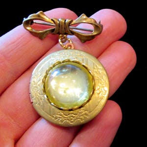 The Jonquil Daffodil, Vintage Locket Brooch, Double Locket, Yellow ...