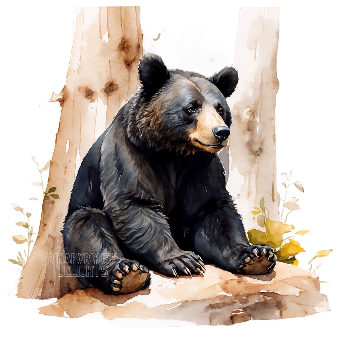Black Bear Watercolor Clipart 10 High-quality PNG&JPG Wall Art Paper ...