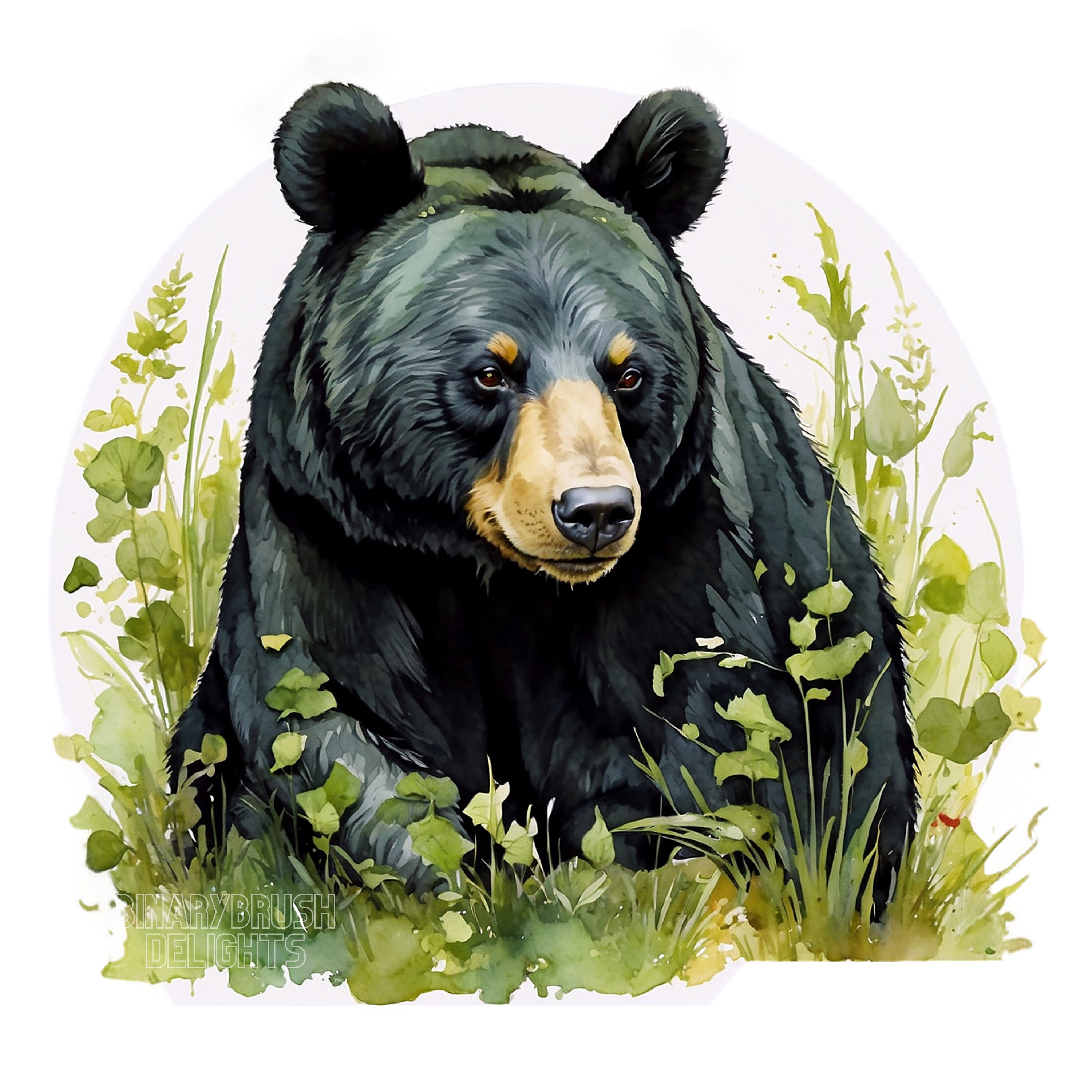 Black Bear Watercolor Clipart 10 High-quality PNG&JPG Wall Art Paper ...