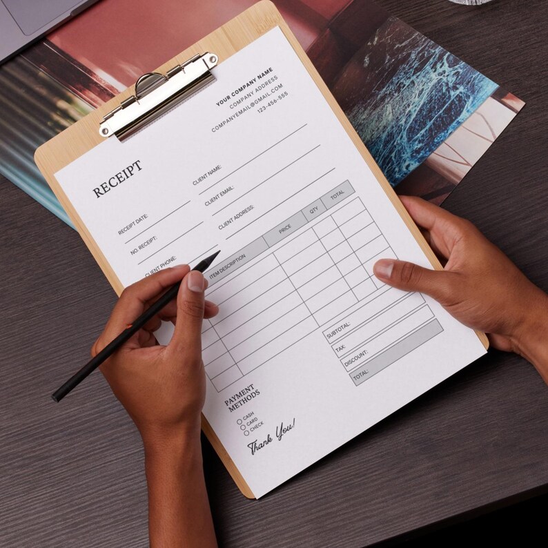 Editable Photographer Receipt Template | Client Sales Form (canva) - Etsy