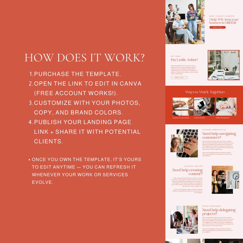 Virtual Assistant Landing Page Canva Website Template - Etsy