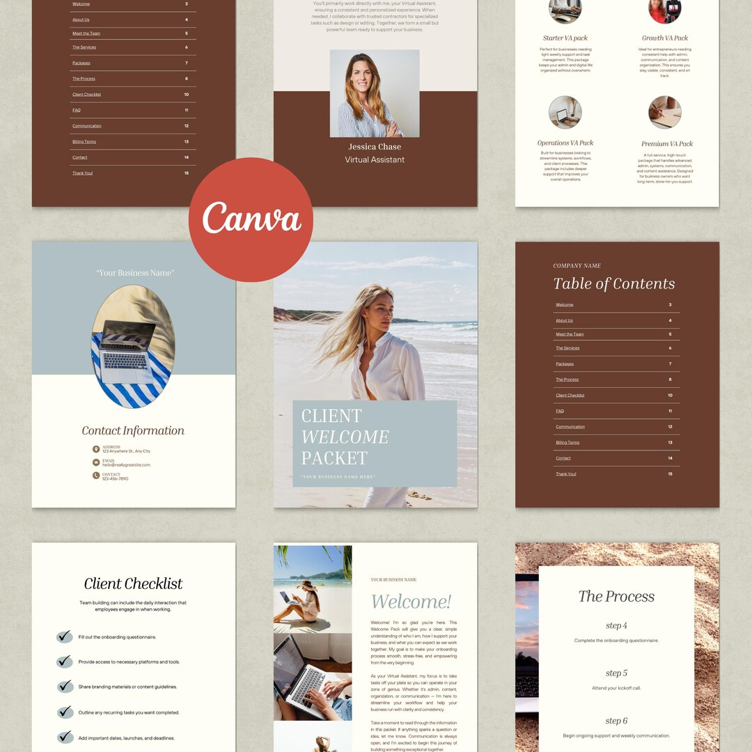 Virtual Assistant Client Welcome Packet Template | Canva Editable - Etsy