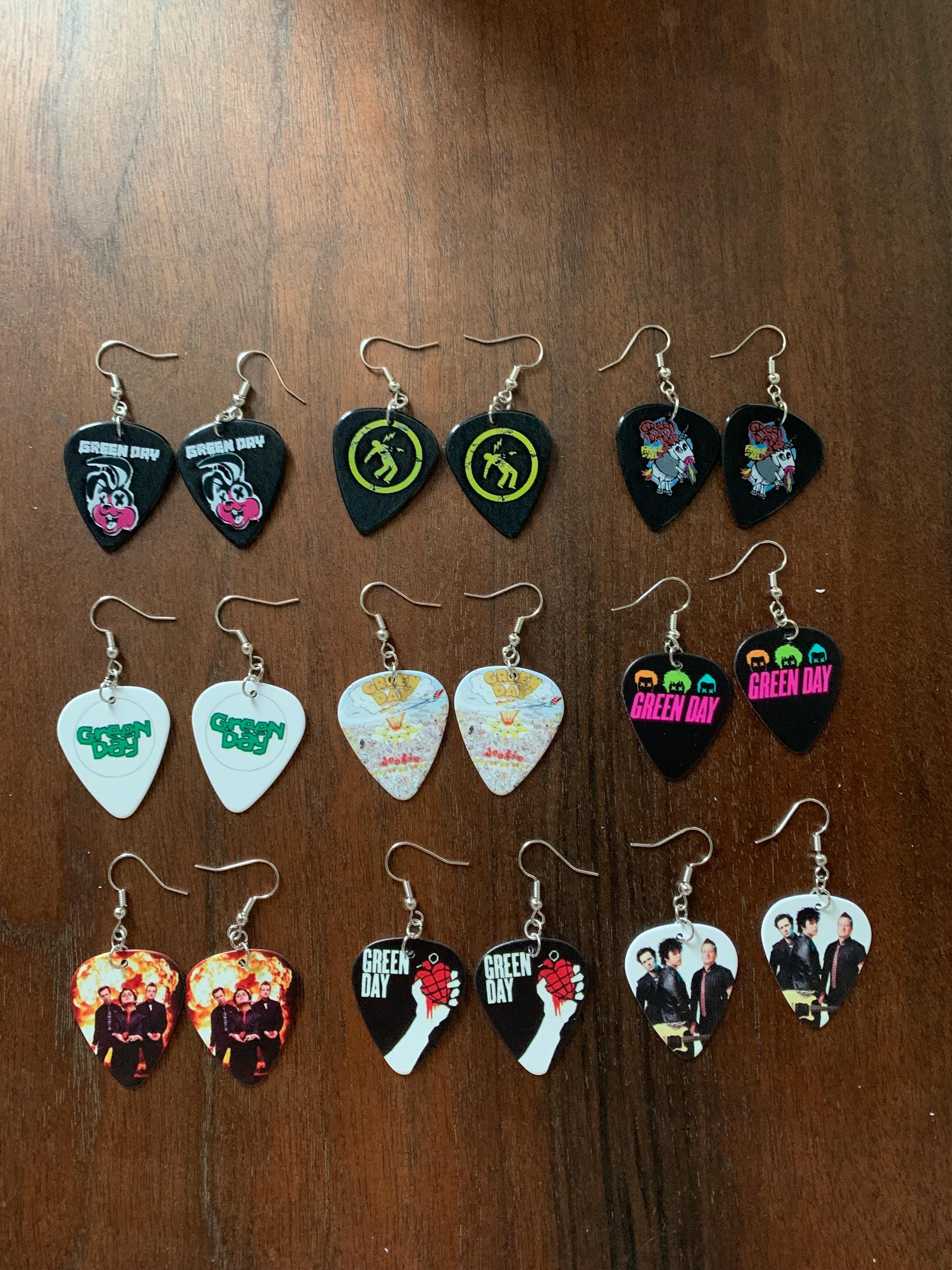 Green Day Guitar Pick Earrings - Etsy
