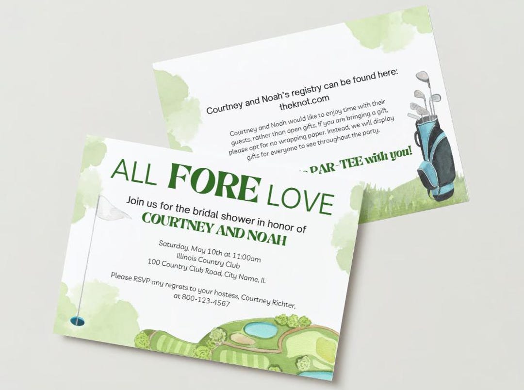 Golf Themed Bridal Shower Invitation Template - Etsy