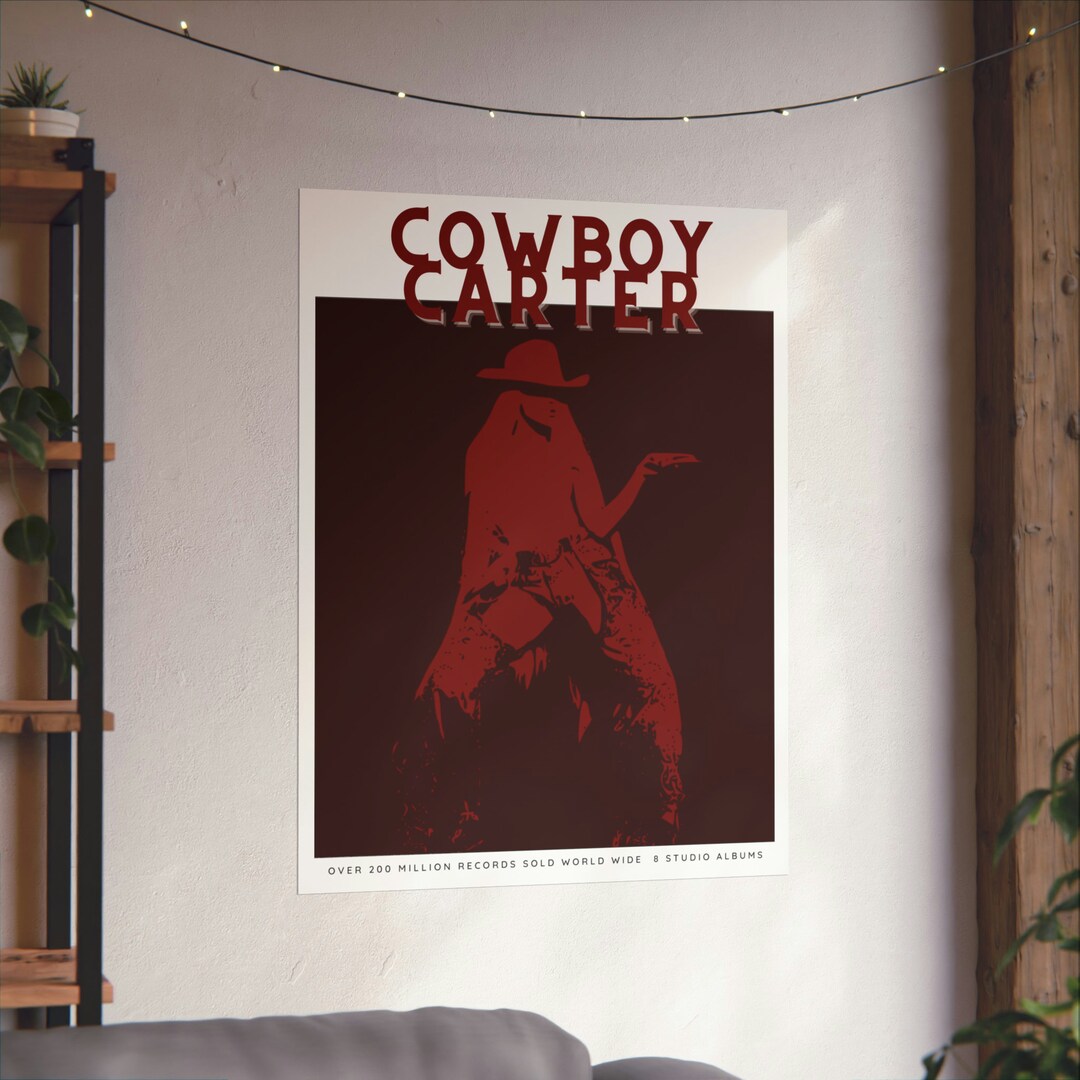 COWBOY CARTER Beyonce Album Print Poster in Maroon , Buy Your Own Frame ...