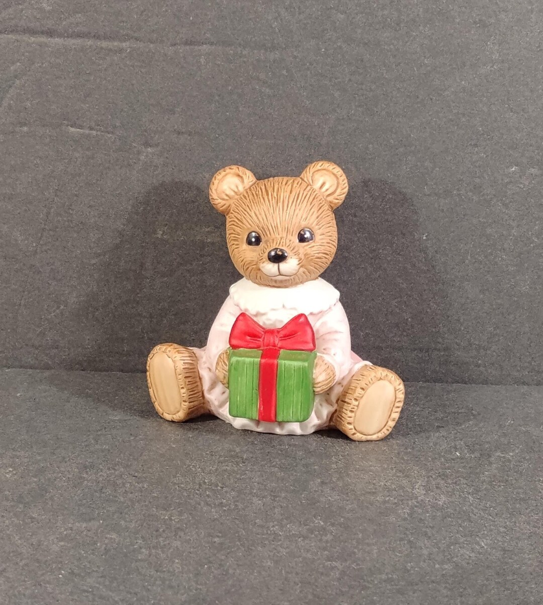 Homco #5211 Bear Holding a Gift Figurine. Made for Home Interiors ...