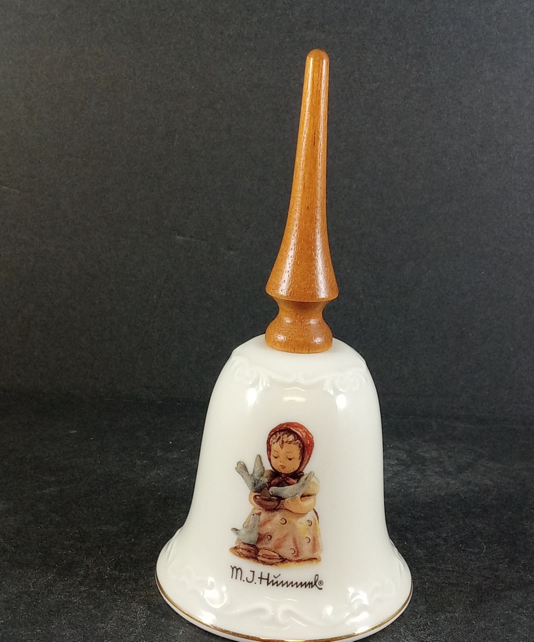M J Hummel " Cinderella" Porcelain Bell With Wooden Handle. License ...