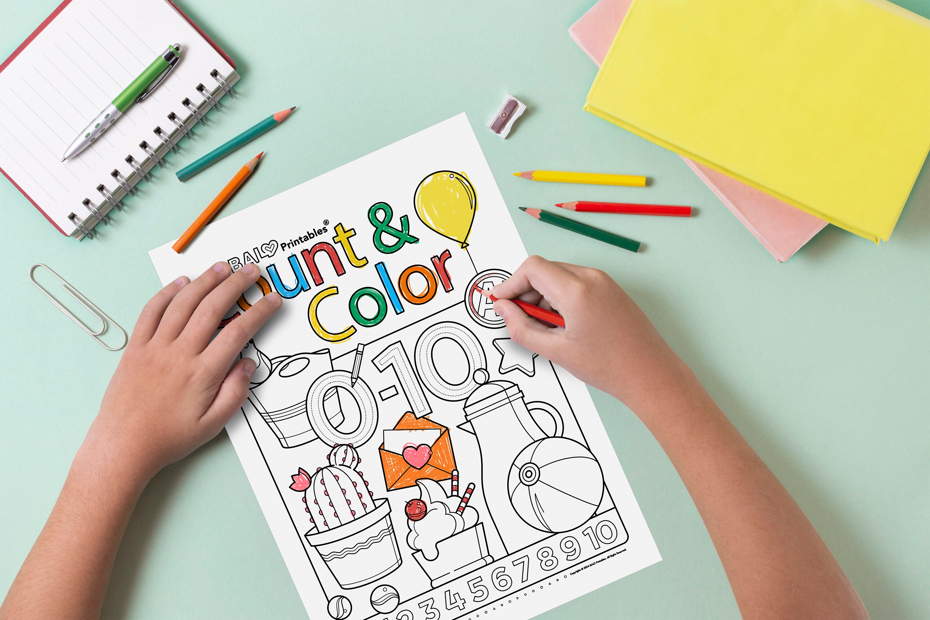 Learning & Coloring, Numbers Worksheets 0-10, School and Kindergarten ...