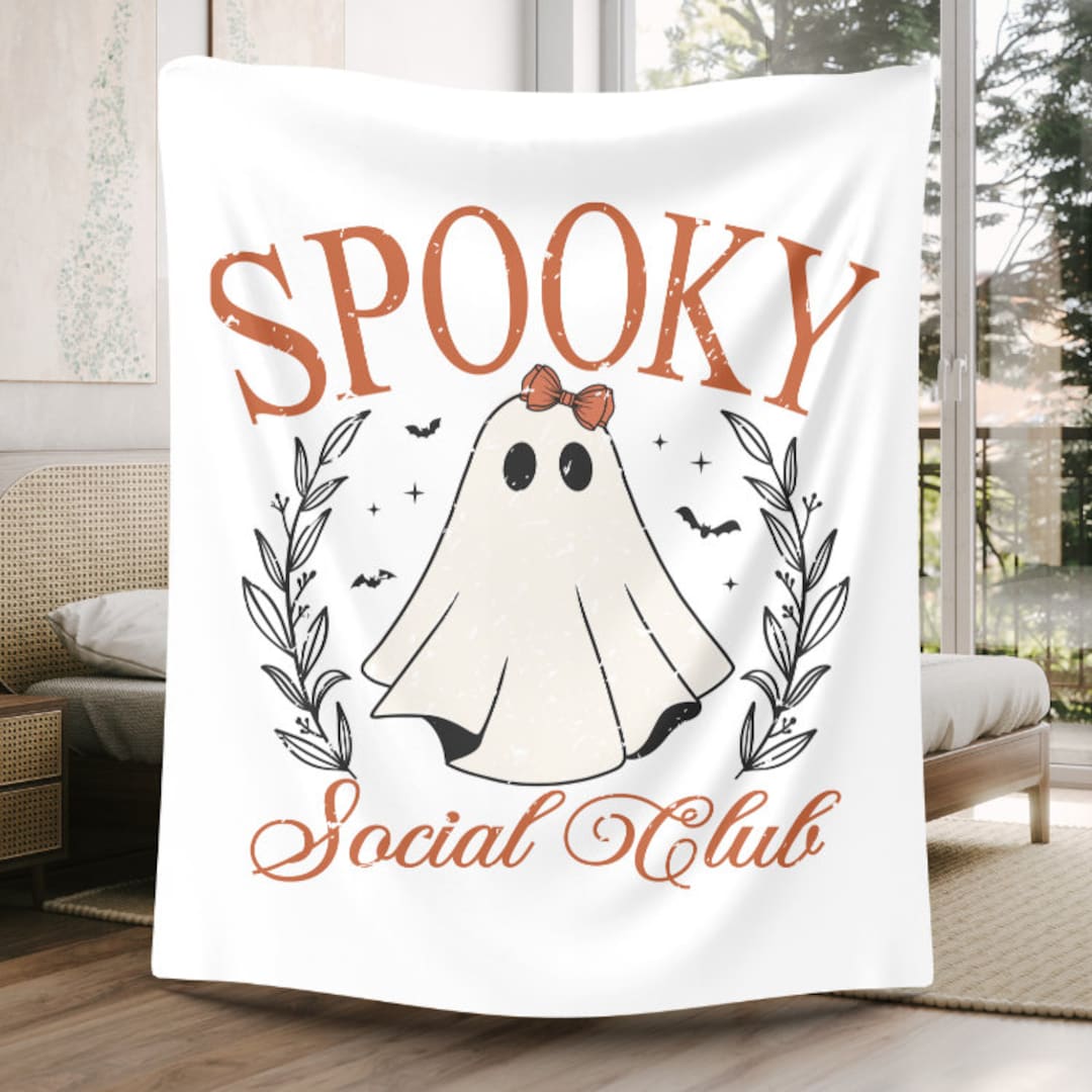 Ghost Blanket Spooky Social Club Ghost Blanket Velveteen Plush Ghost ...