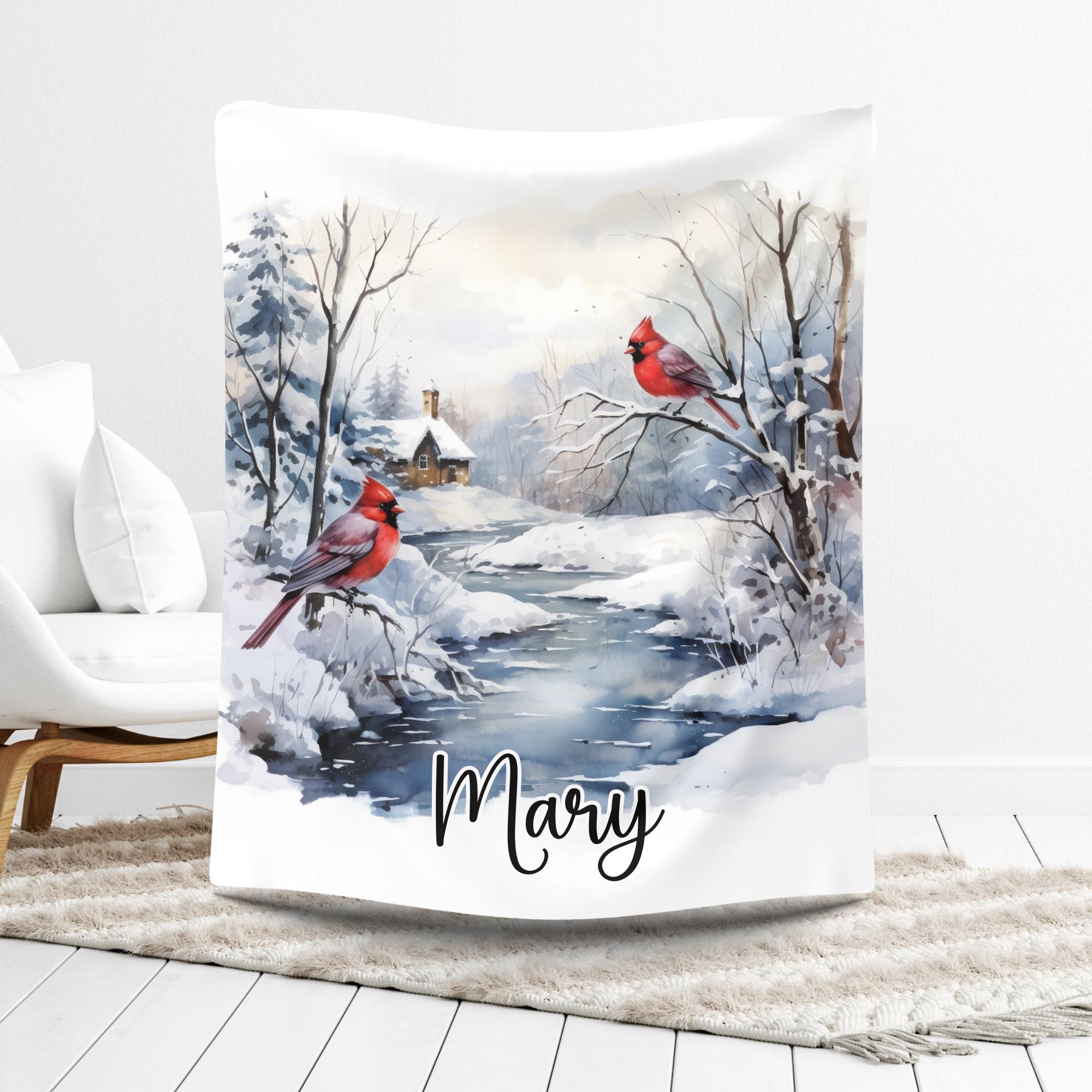 Winter Cardinal Blanket, Personalized Winter Cardinal Blanket, Cardinal ...