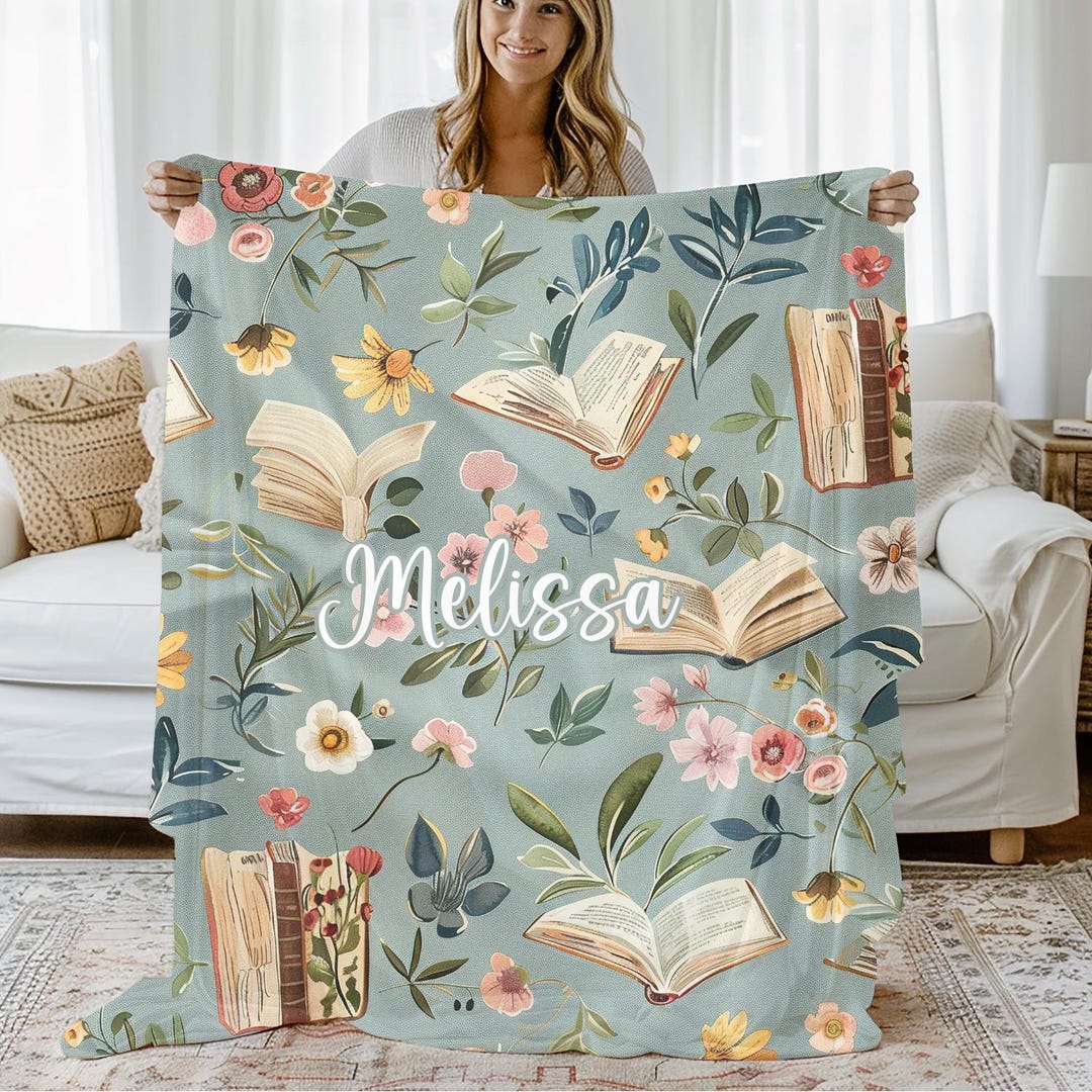 Floral Book Blanket | Reading Nook Blanket | Book Lovers Blanket ...