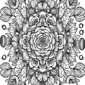 10 Intricate Rose Mandala Coloring Pages Digital Download Relaxing and ...