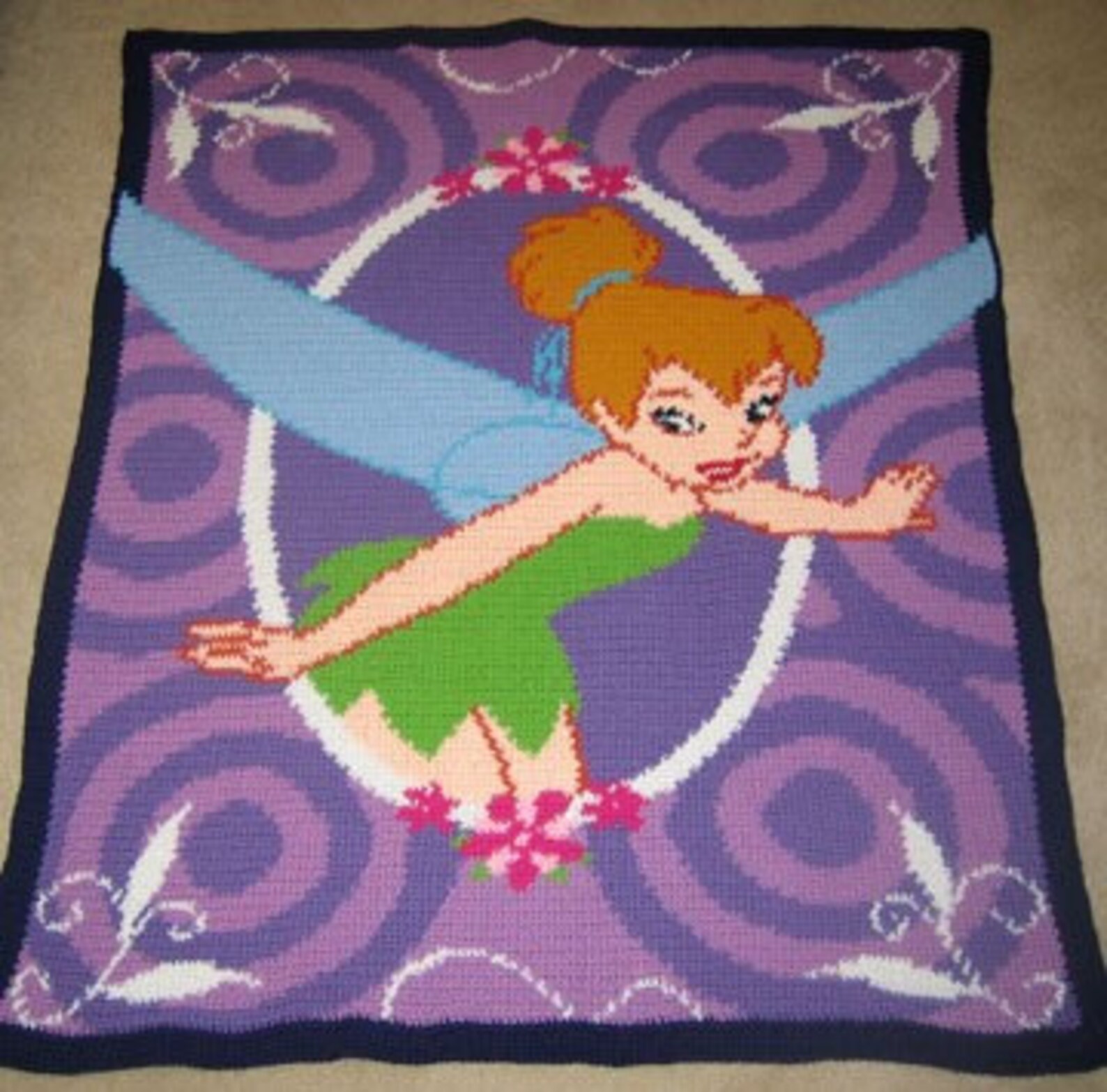 Tinkerbell Picture - Hand Made Crocheted Afghan - BRAND NEW - Etsy