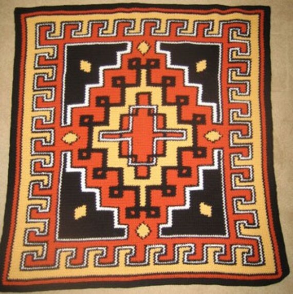 Aztec Hand Made Crocheted Afghan BRAND NEW | Etsy