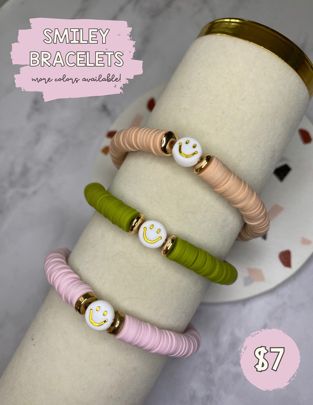 Gold Smiley Bracelet // Smiley Face Bracelet // All Smiles Bracelet ...