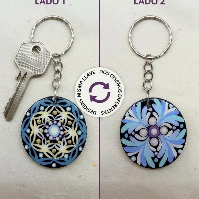 Painted Mandala Keyrings - Etsy