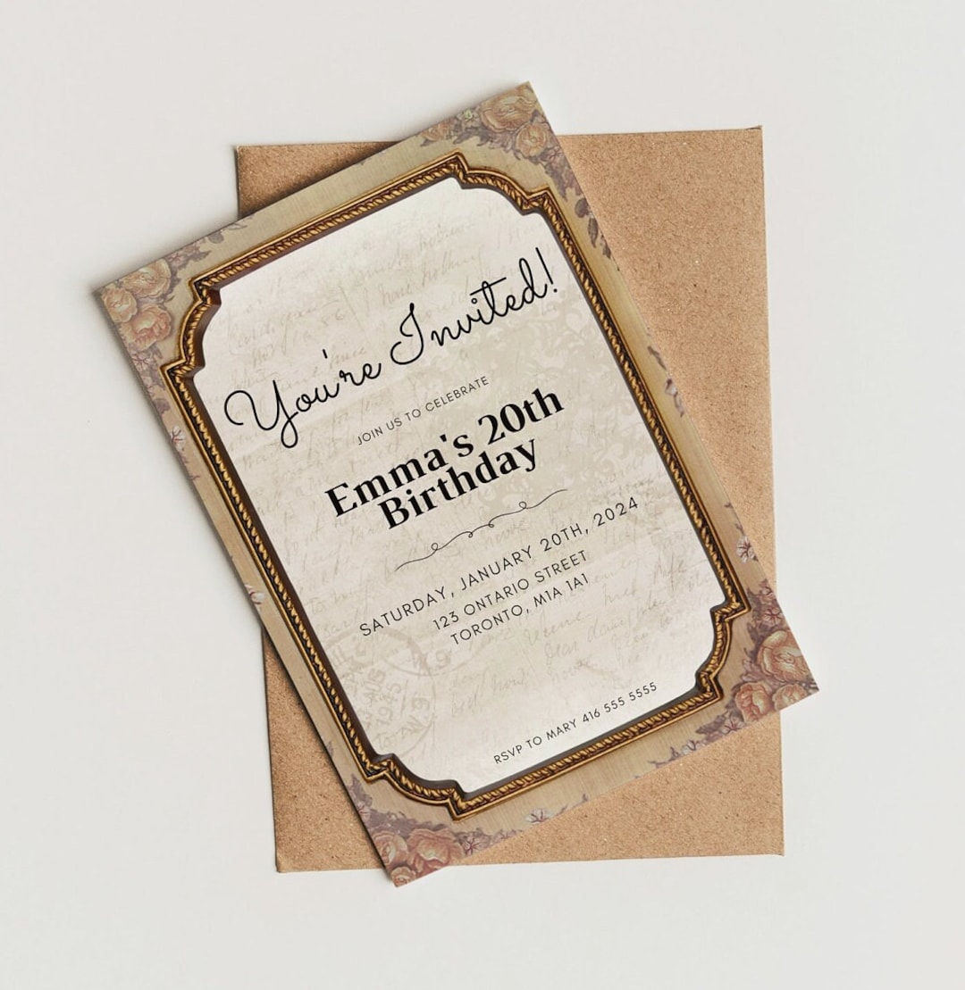 Victorian Style Invitation Template, Canva Customizable Invitation - Etsy