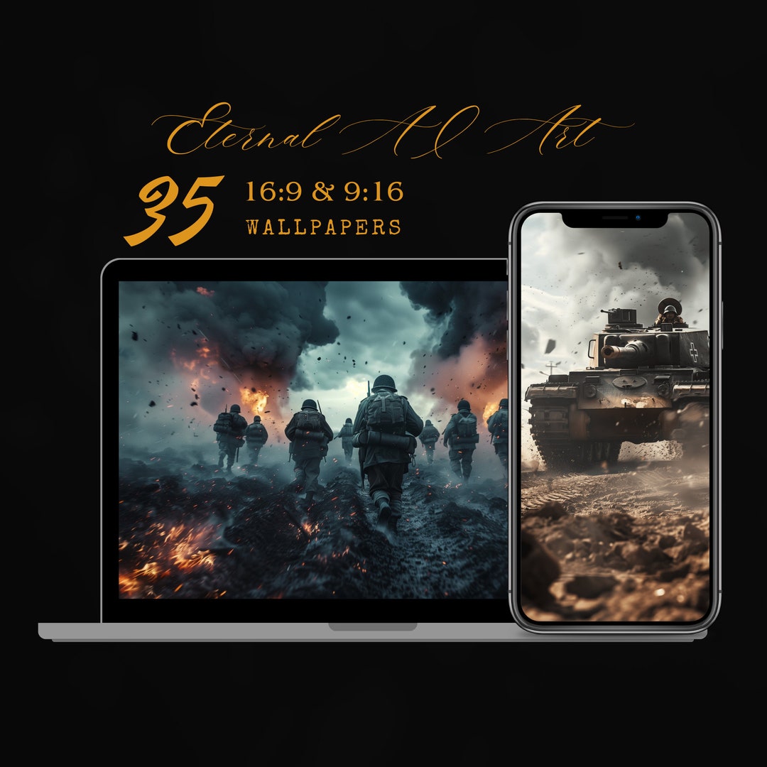 Digital Backgrounds for Phone & Desktop Aesthetic WW2 Scenes, Instant ...
