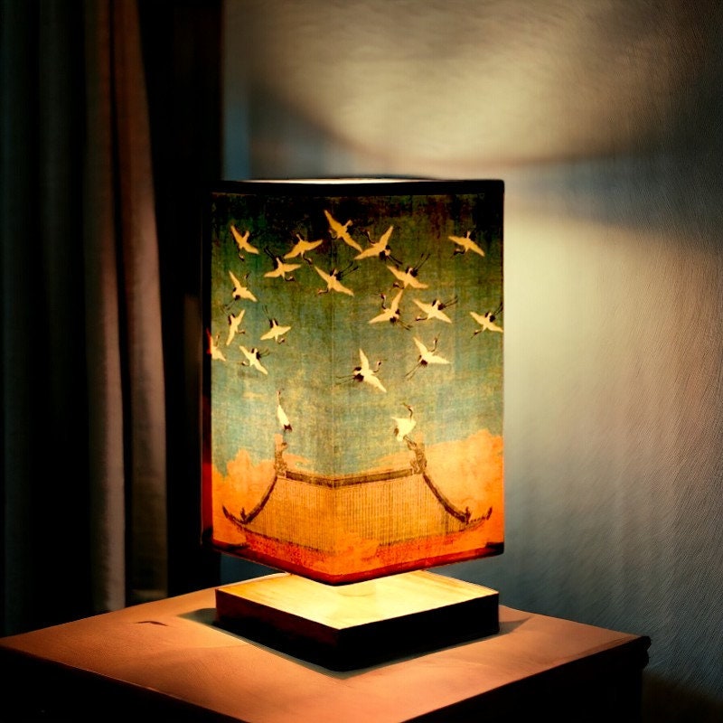 Japanese Style Square Wood Lamp Retro Night Light, LED, Perfect Bedroom ...