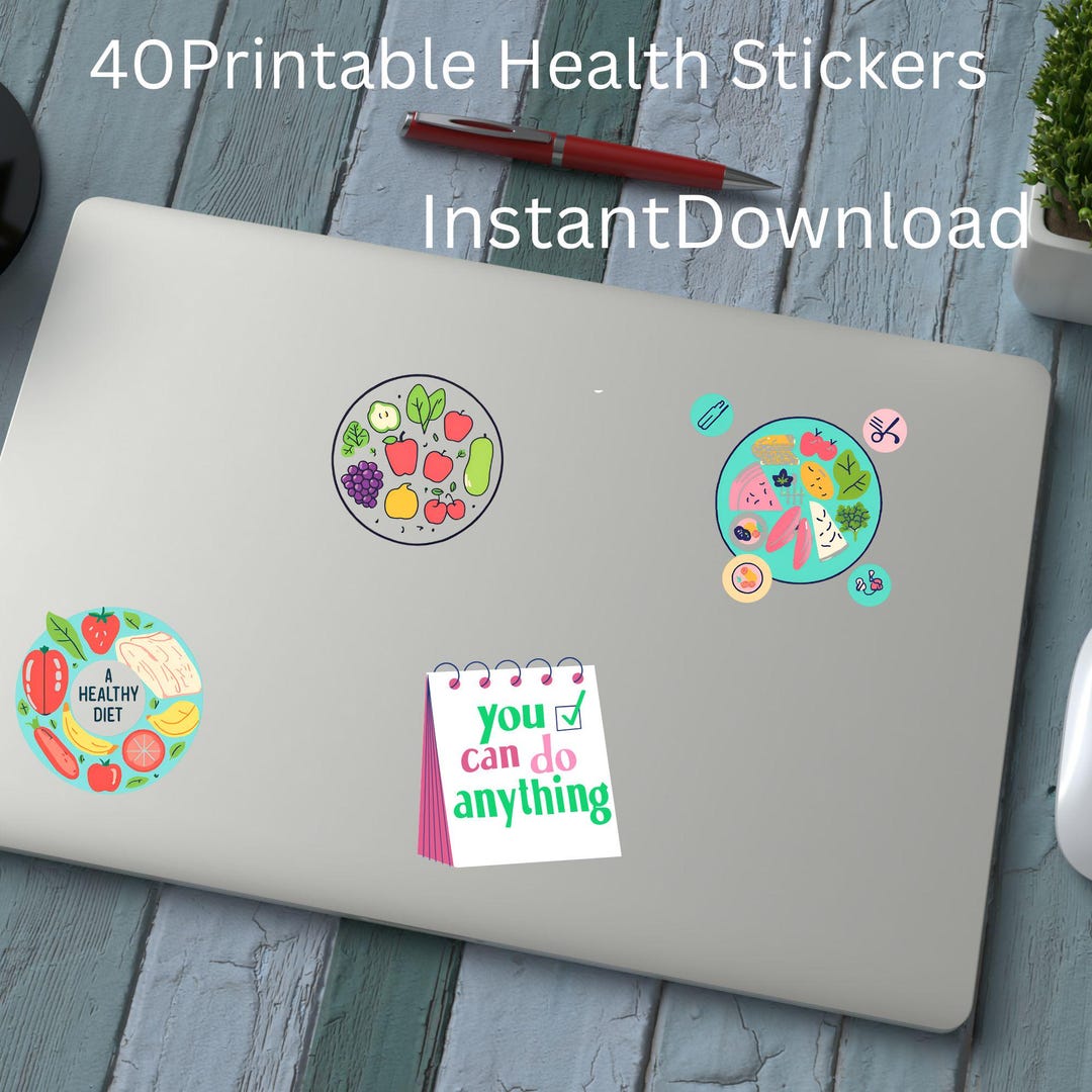 Health and Fitness Printable Stickers/journal /scrapbooking/jpeg File ...