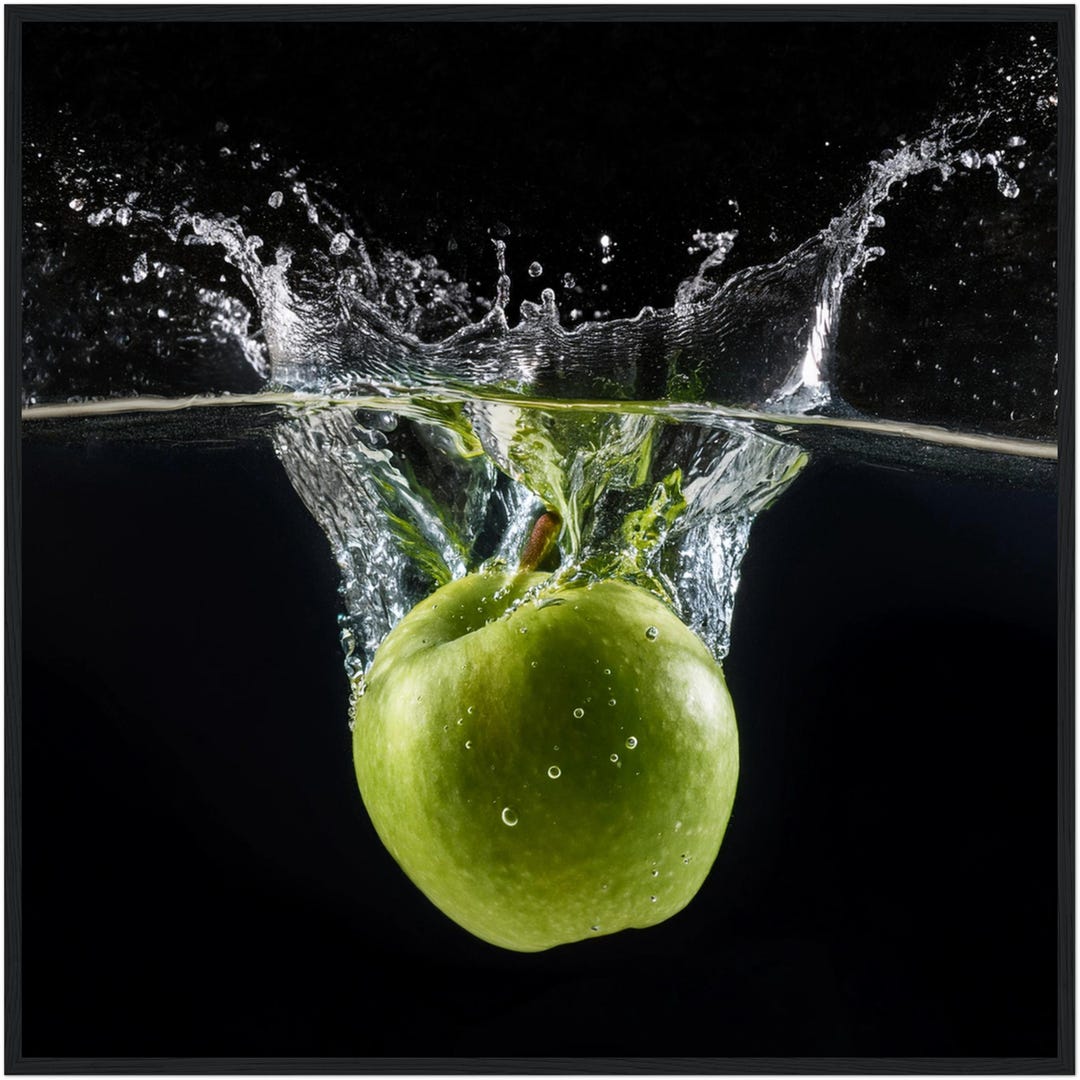 A Green Apple Falling Into Water - Digital Art Print | Wall Art | AI ...