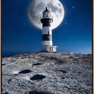 The Lighthouse on the Moon - Digital Art Print | Wall Art | AI ...