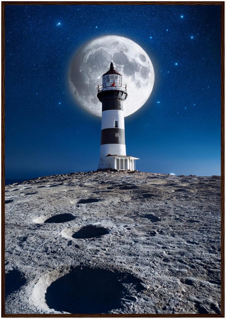 The Lighthouse on the Moon - Digital Art Print | Wall Art | AI ...