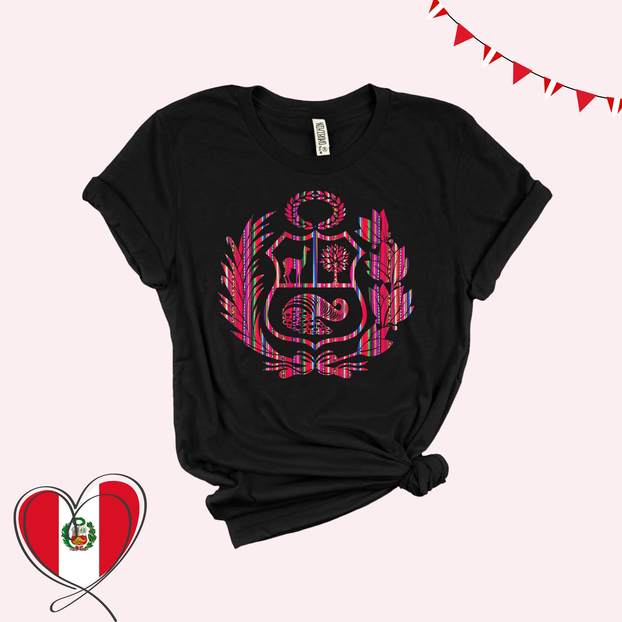 Peruvian Coat of Arms Shirt, Escudo Peruano Andino T-shirt, Peru Crest ...