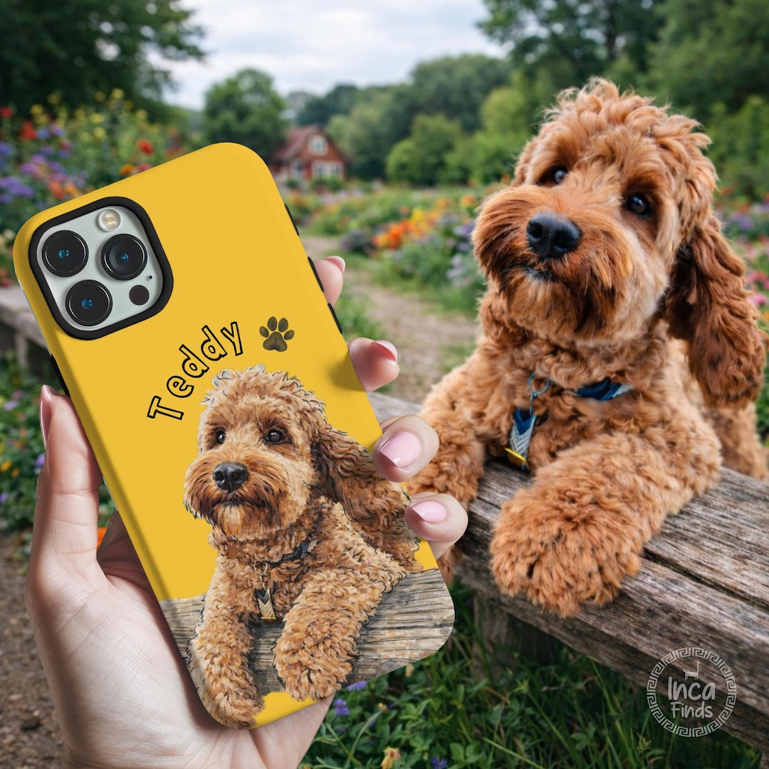 Custom Pet Photo Phone Case, Personalized Watercolor Dog Portrait ...