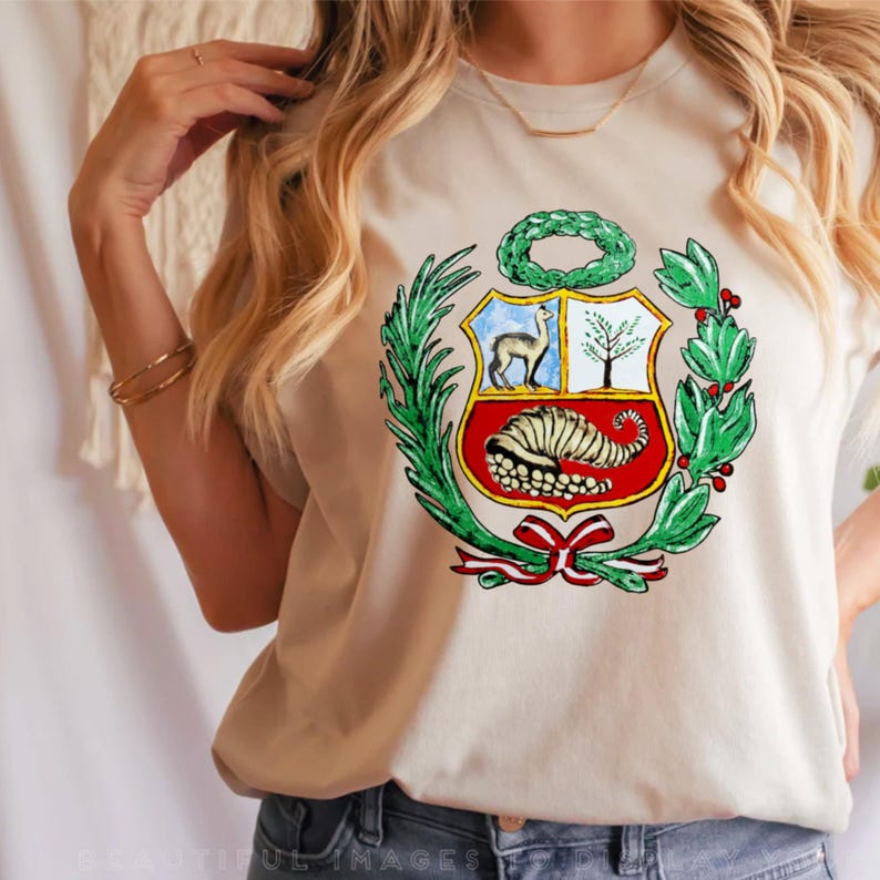 Traditional Escudo Peruano T-shirt, Peruvian Coat of Arms Shirt, Unisex ...