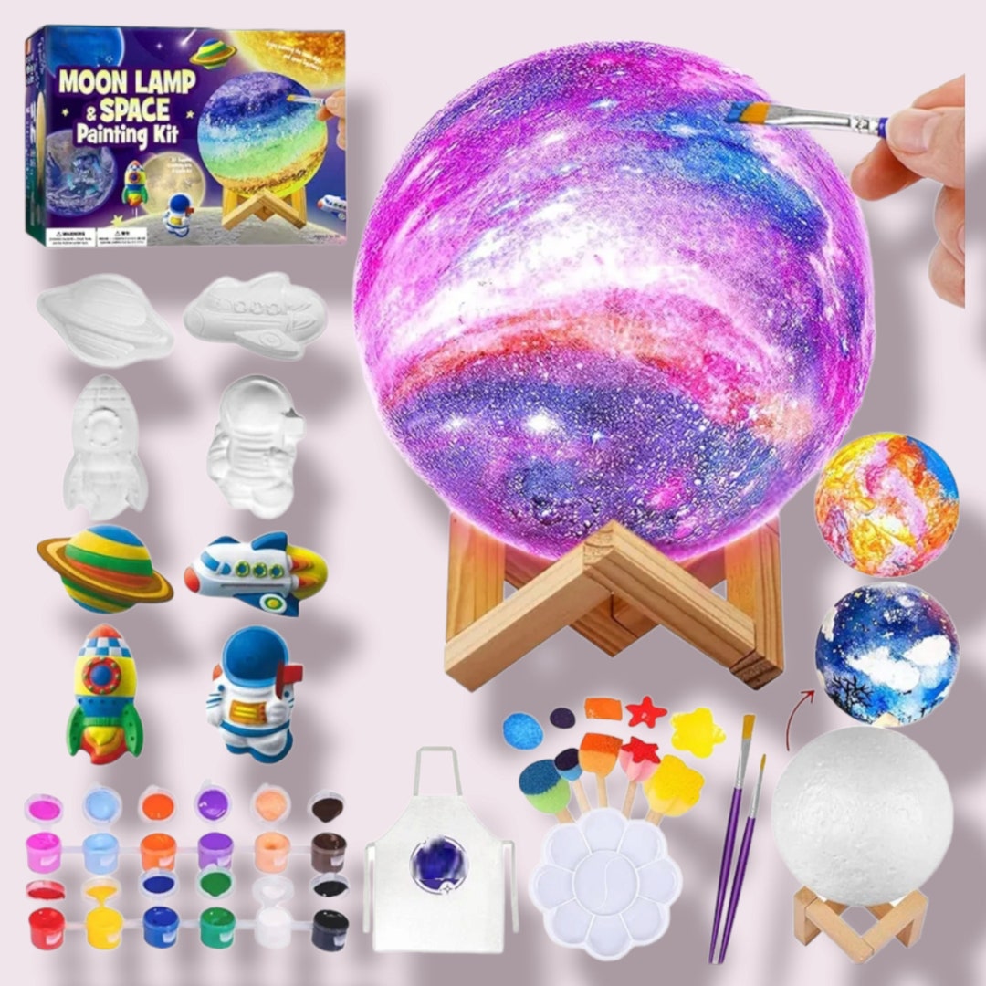 DIY Moon Lamp Painting Kit Space Night Light Craft Set for Kids, Art ...