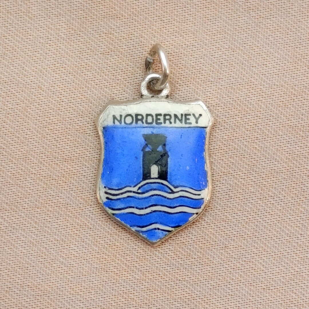 Vintage Norderney Island Crest Shield Silver Charm Pendant Town Coat of ...