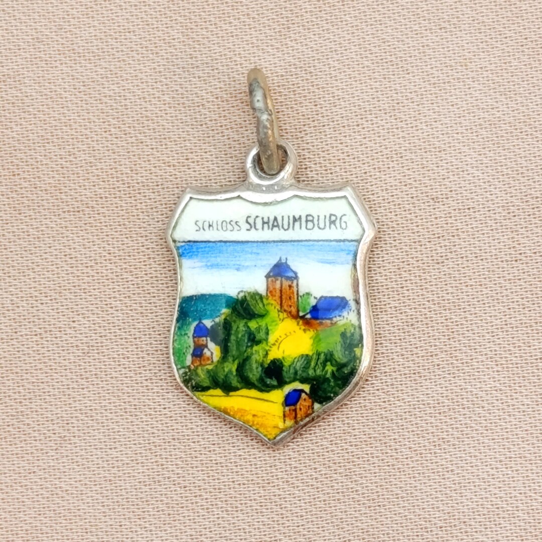 Vintage Schaumburg Schloss Germany Crest Shield Silver Charm Pendant ...